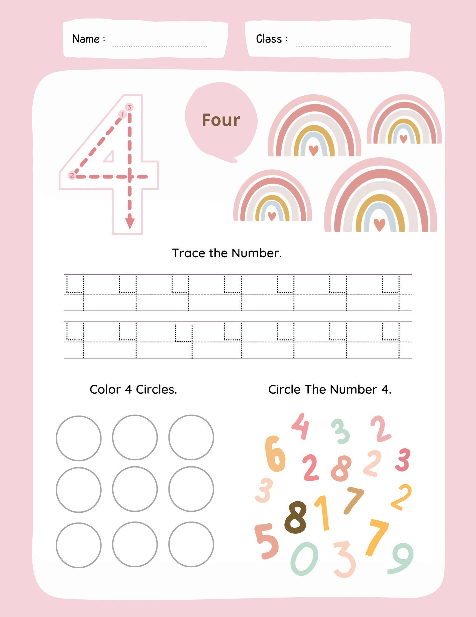Boho Numbers 1-10 Tracing Worksheets- Digital Download - Etsy