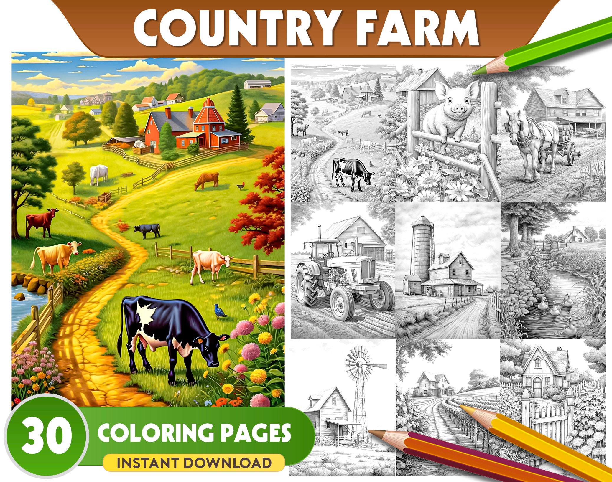 Country Farm Coloring Pages