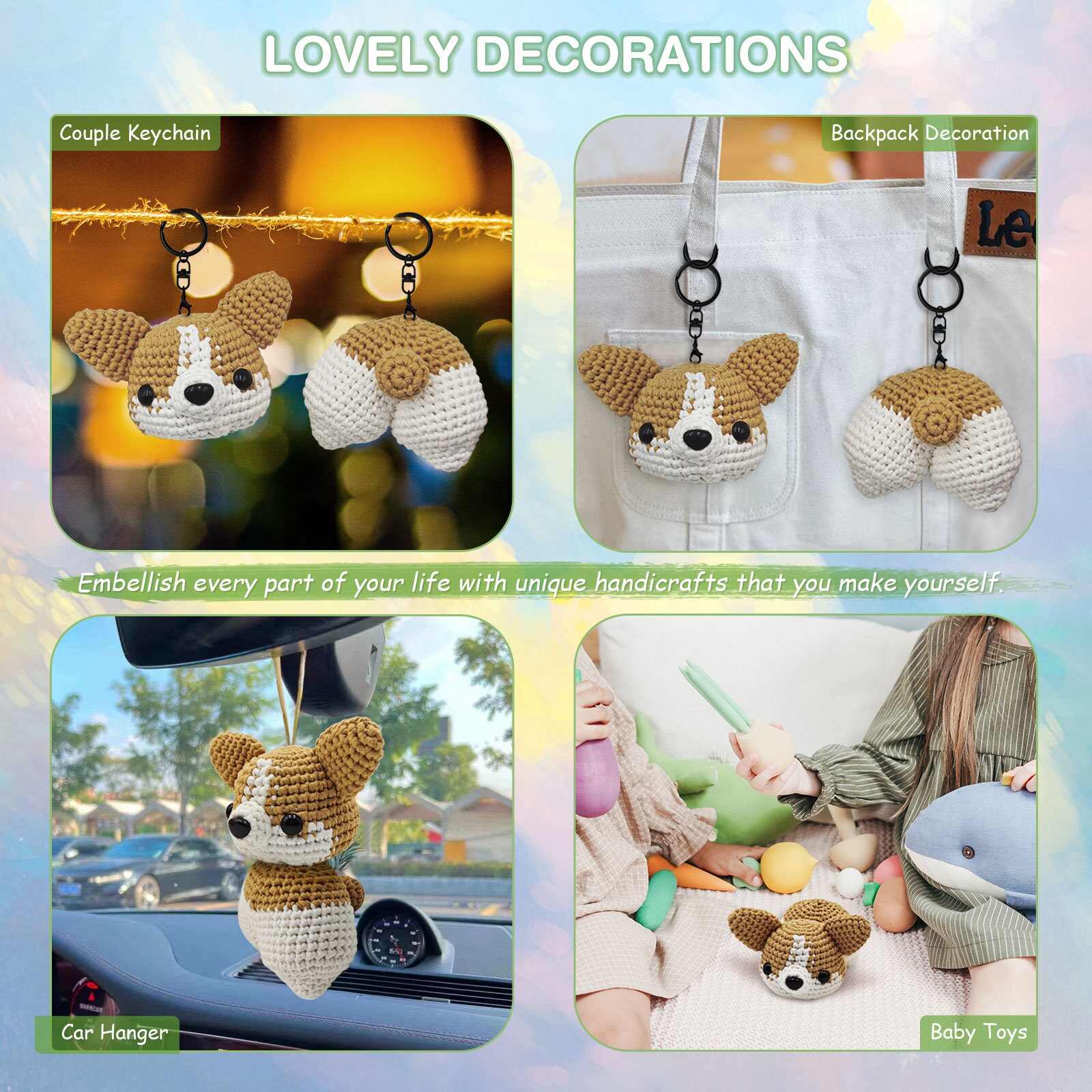 NICEEC Corgi Crochet Kit for Beginners Yarn Crochet Animal Kit for ...