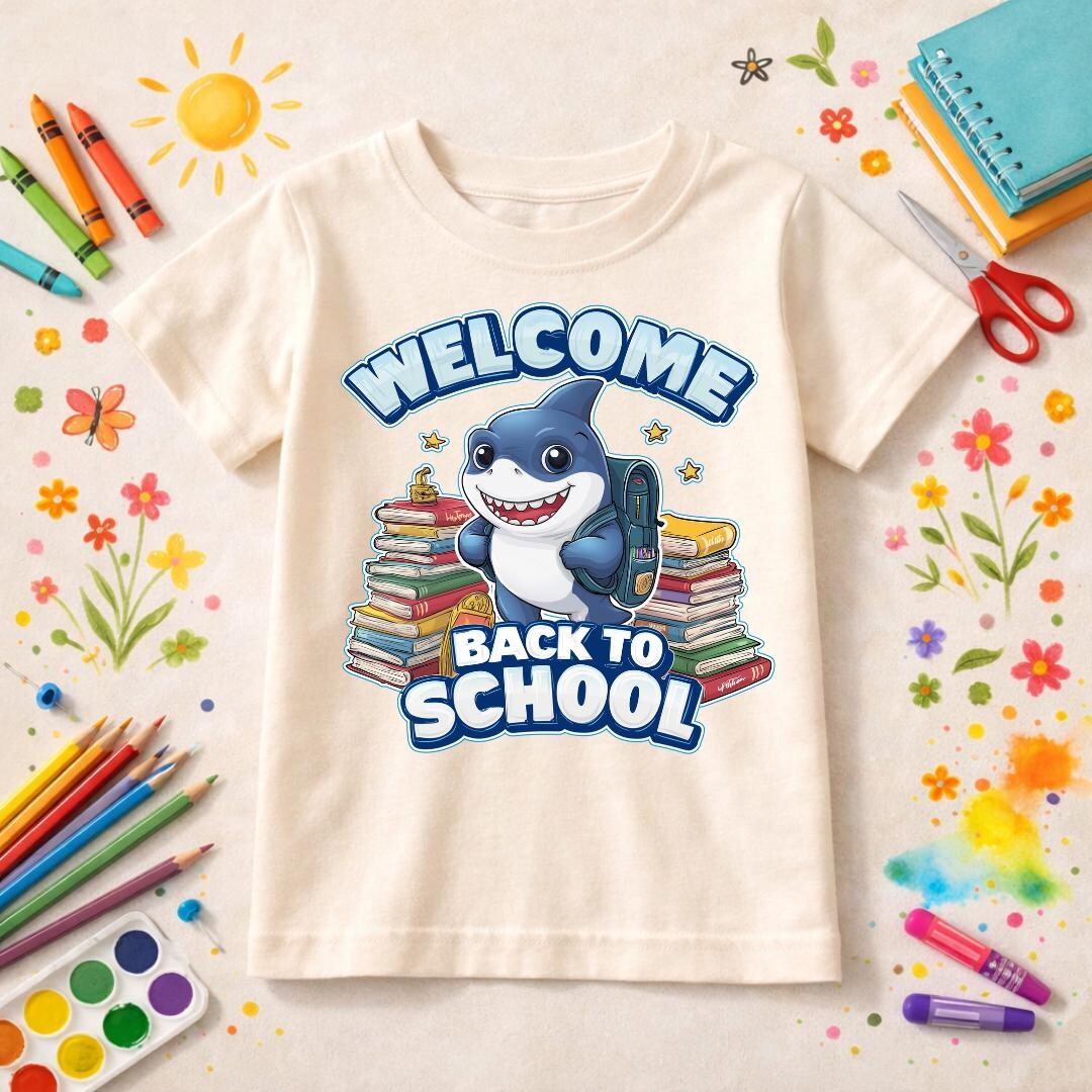 Welcome Back to School Kids Shark Backpack Shirt - Etsy