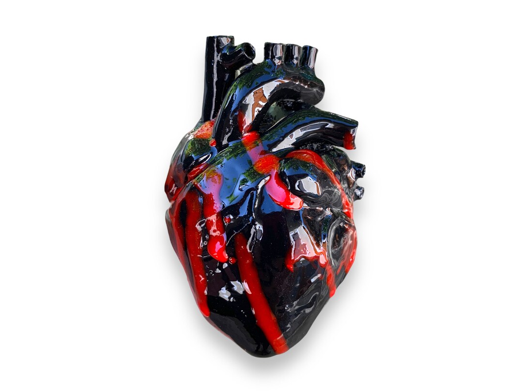 Anatomical Heart in Black With Bloody Accent – a Unique Decorative ...