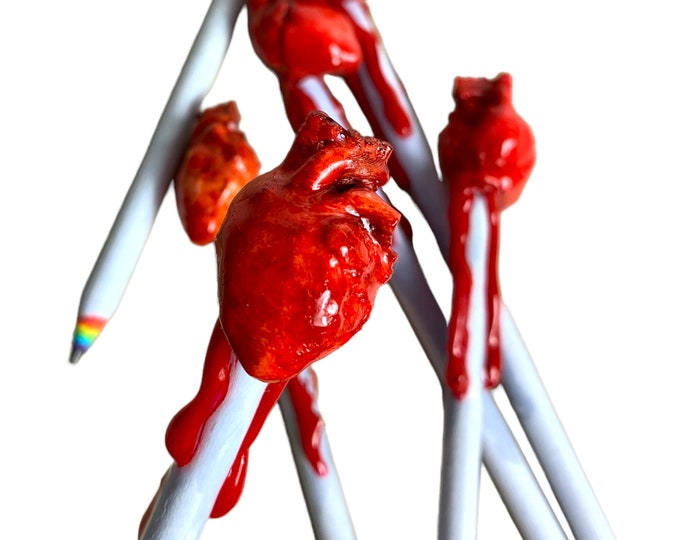 Pencil Anatomical Heart, Rainbow Pen, Stationery, Realistic Mini Heart ...
