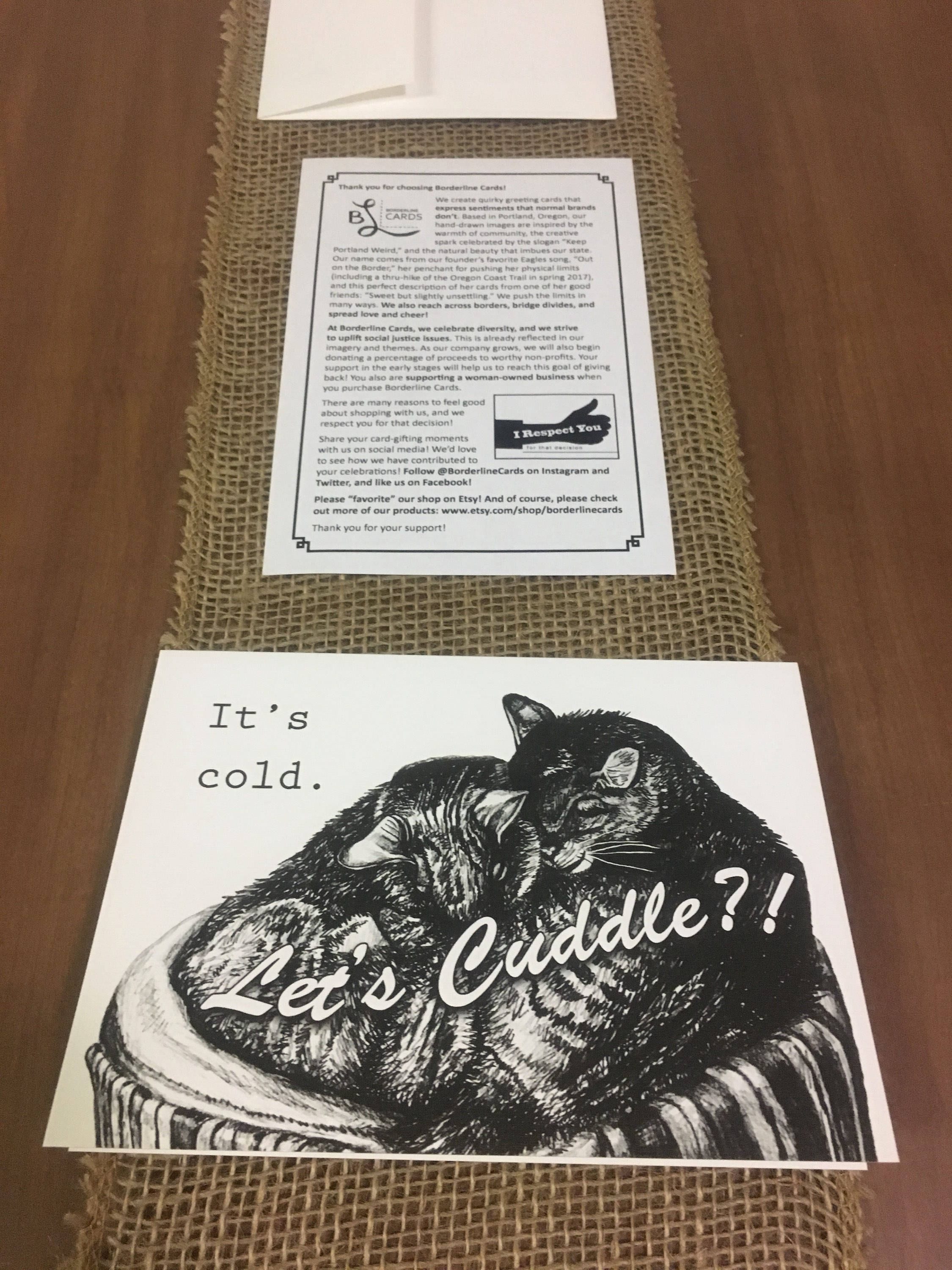 Hand-drawn Greeting Card: It's Cold. Let's Cuddle?! Blank Inside for ...