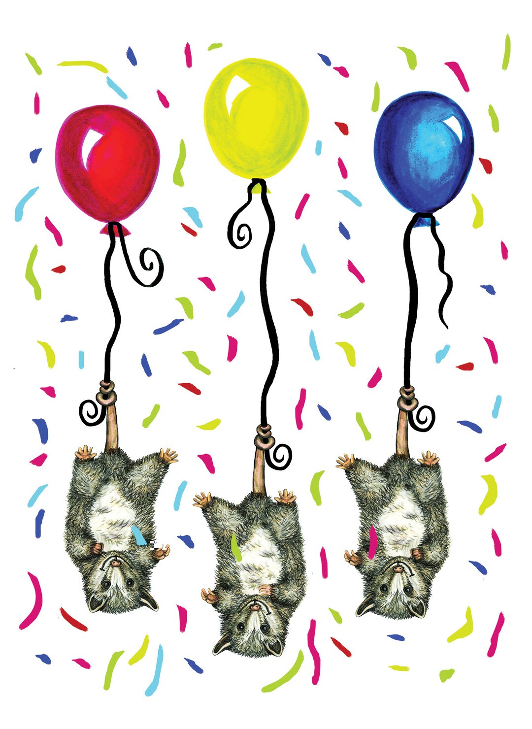 Awesome Possum Birthday Cardhand Drawn Party Possums - Etsy