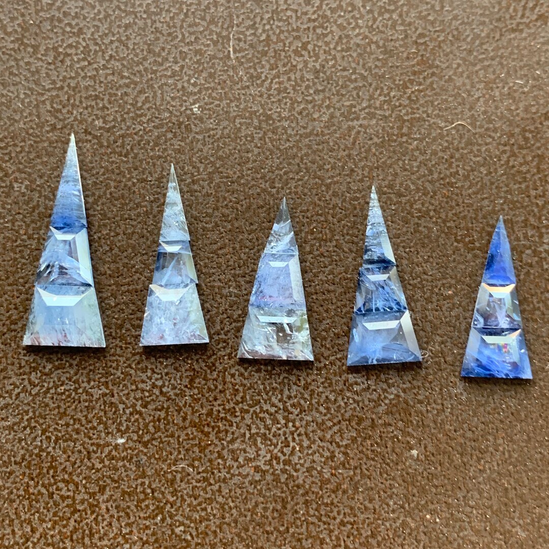 Blue Sapphire Rose Cut Tapered Blades 5.70 Ct / 5 Suits Natural Heated ...