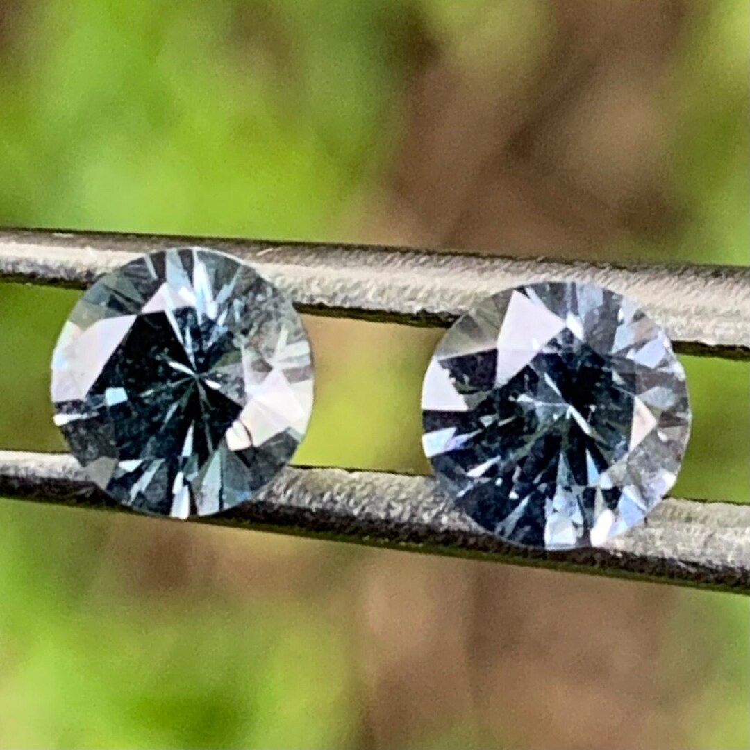 Teal Blue Spinel Round Pair Flower Cut 4.4 Mm 0.74 Ct Natural Loose ...