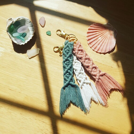 Macrame Keyring Whale Tail Mermaid Ocean Bag Charm | Etsy
