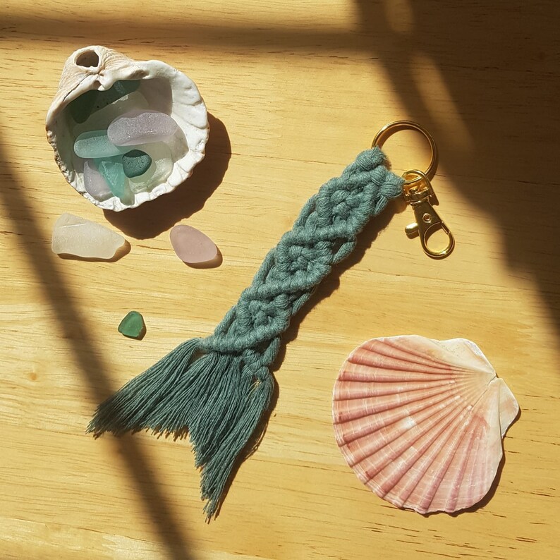 Macrame Keyring Whale Tail Mermaid Ocean Bag Charm | Etsy