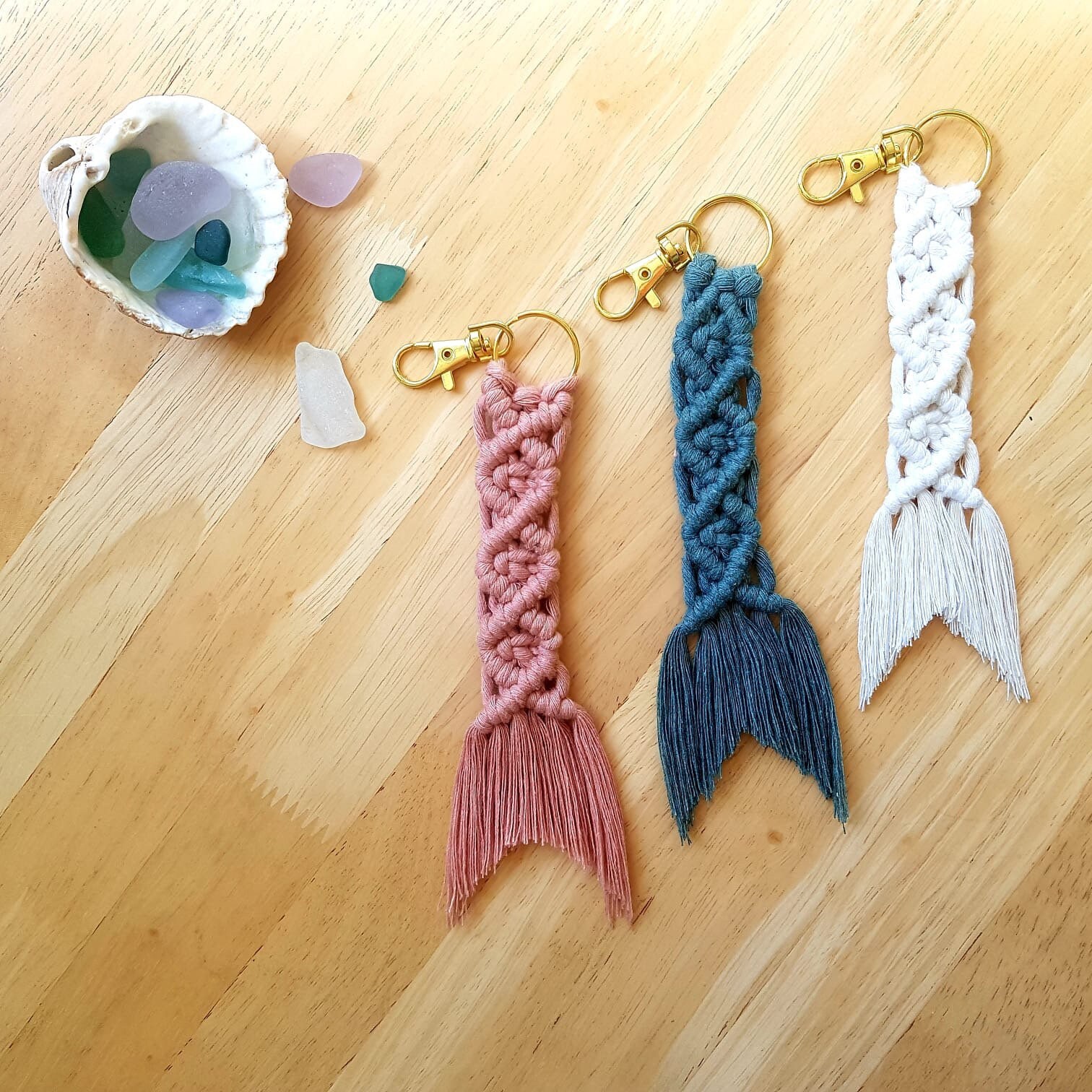 Macrame Keyring Whale Tail Mermaid Ocean Bag Charm | Etsy