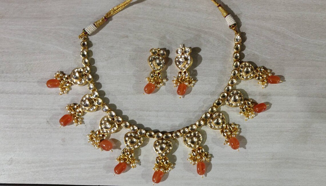 Kundan Single Line Necklace - Etsy