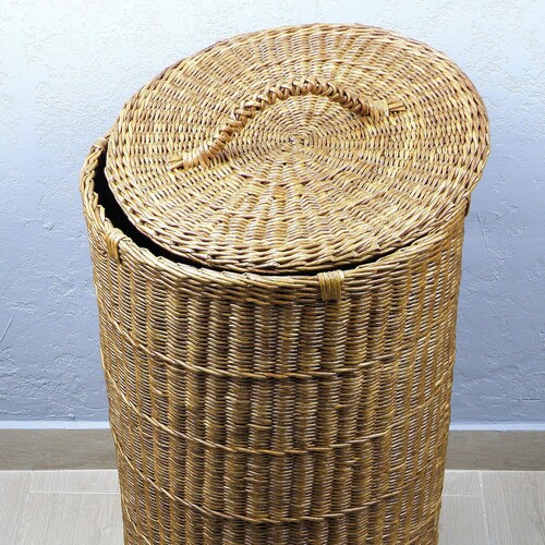 Tall Wicker Laundry Hamper Large Wicker Laundry Basket - Etsy UK
