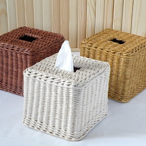 Square Tissue Box Cover Tissue Basket Tissue Box Primitive Style Basket ...