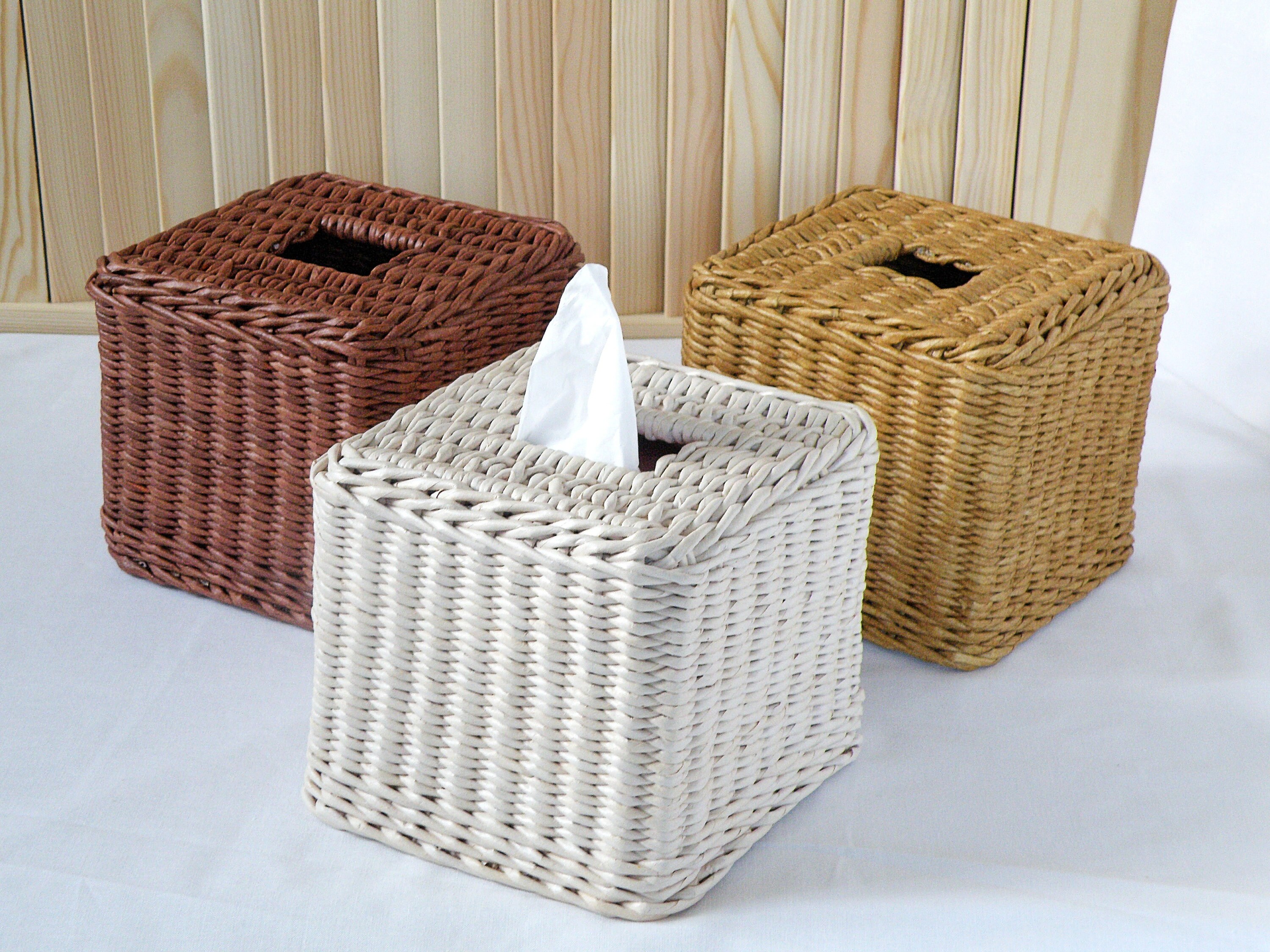 Square Tissue Box Cover Tissue Basket Tissue Box Primitive Style Basket ...