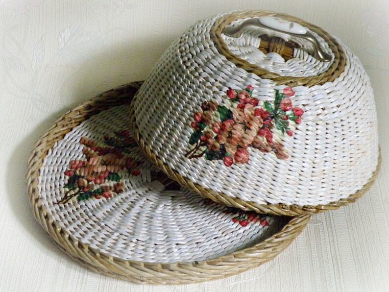 Wicker Storage Kitchen Basket Large Wicker Tray With Lid Round - Etsy