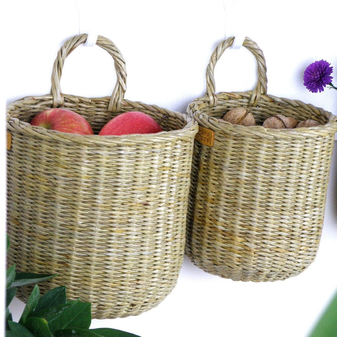 Hanging Wicker Wall Baskets Vegetable Baskets Wicker Fruit Basket ...