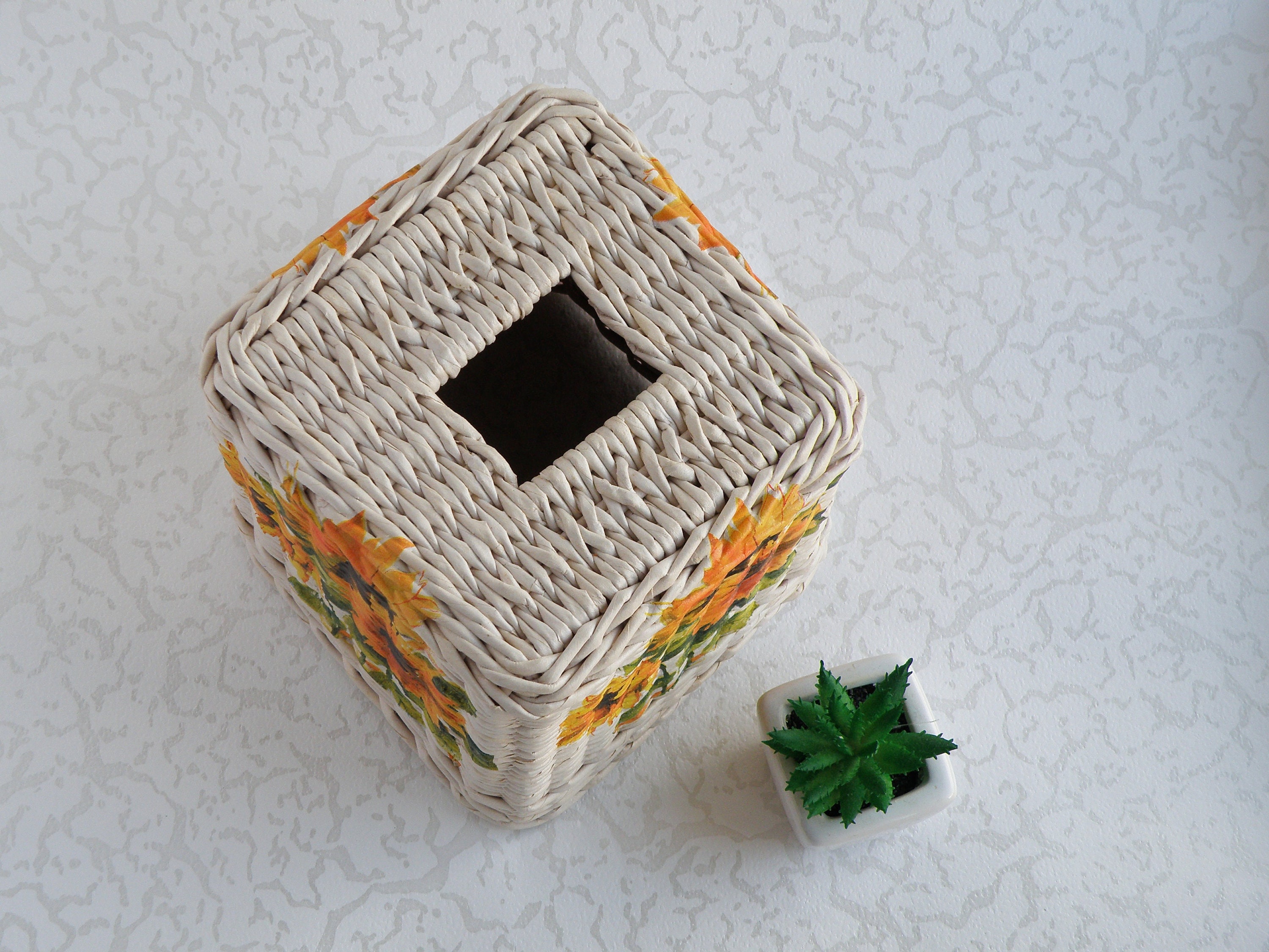 Sunflower Tissue Box Cover Farmhouse Barn Kitchen Decor Square - Etsy