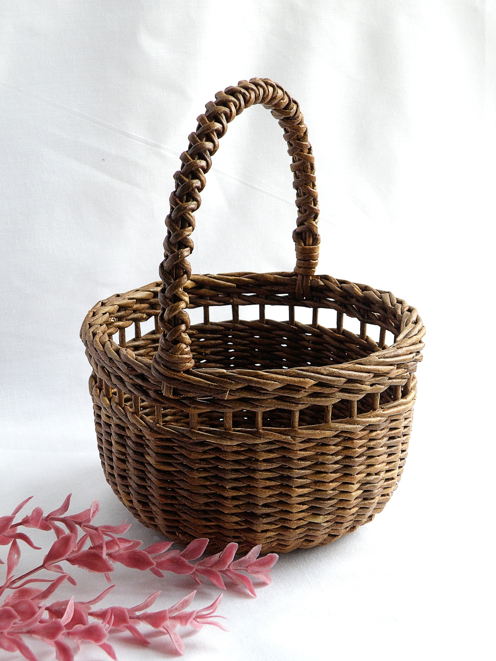 Flower Basket for a Rustic Wedding Romantic Flower Girl Basket - Etsy