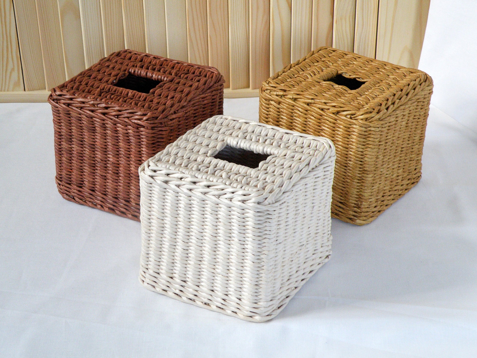 Square Tissue Box Cover Tissue Basket Tissue Box Primitive Style Basket ...