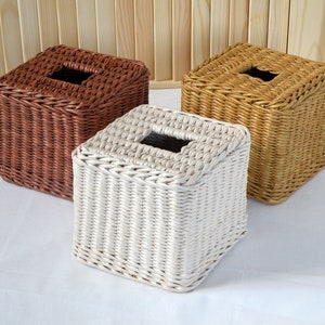 Square Tissue Box Cover Tissue Basket Tissue Box Primitive Style Basket ...