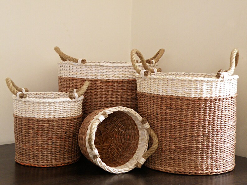Storage Basket First Home Gift for Single Woman Laundry Wicker Round ...