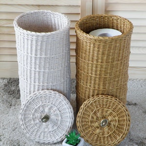 Toilet Paper Storage Basket With Lid Spare Roll Holder Toilet Paper ...