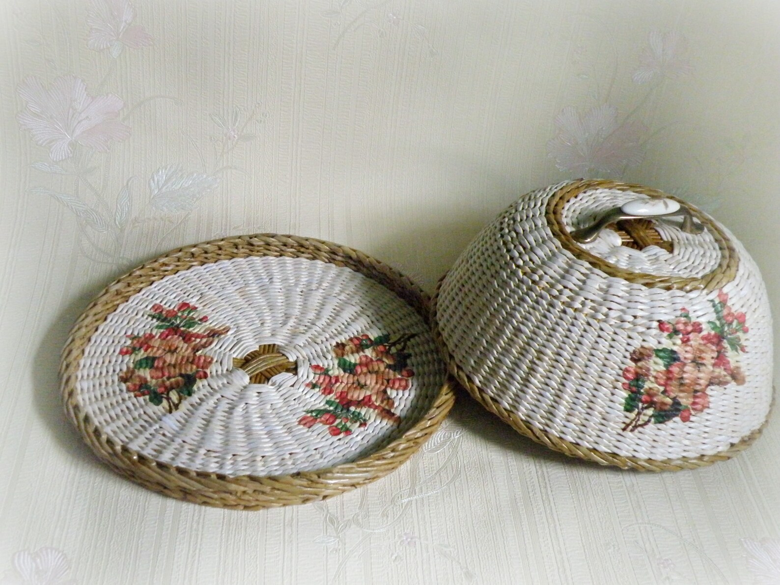Wicker Storage Kitchen Basket Large Wicker Tray With Lid Round - Etsy