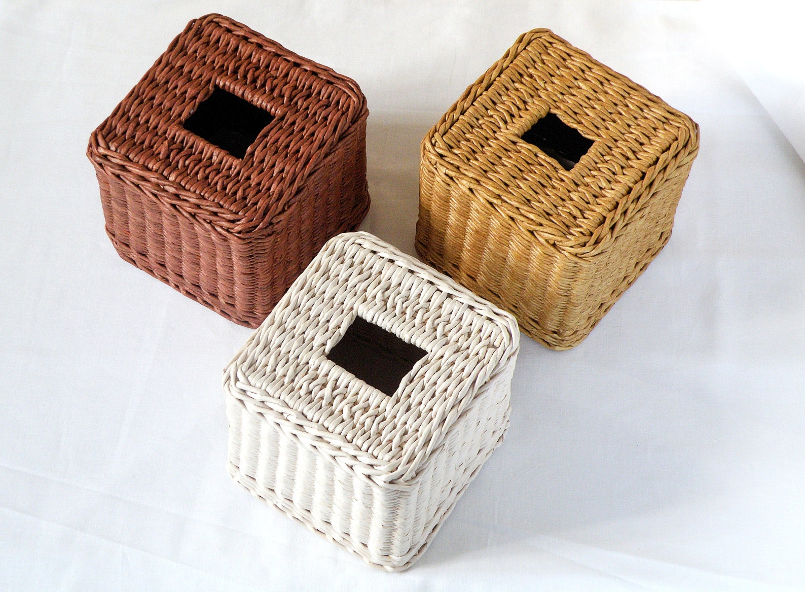 Square Tissue Box Cover Tissue Basket Tissue Box Primitive Style Basket ...