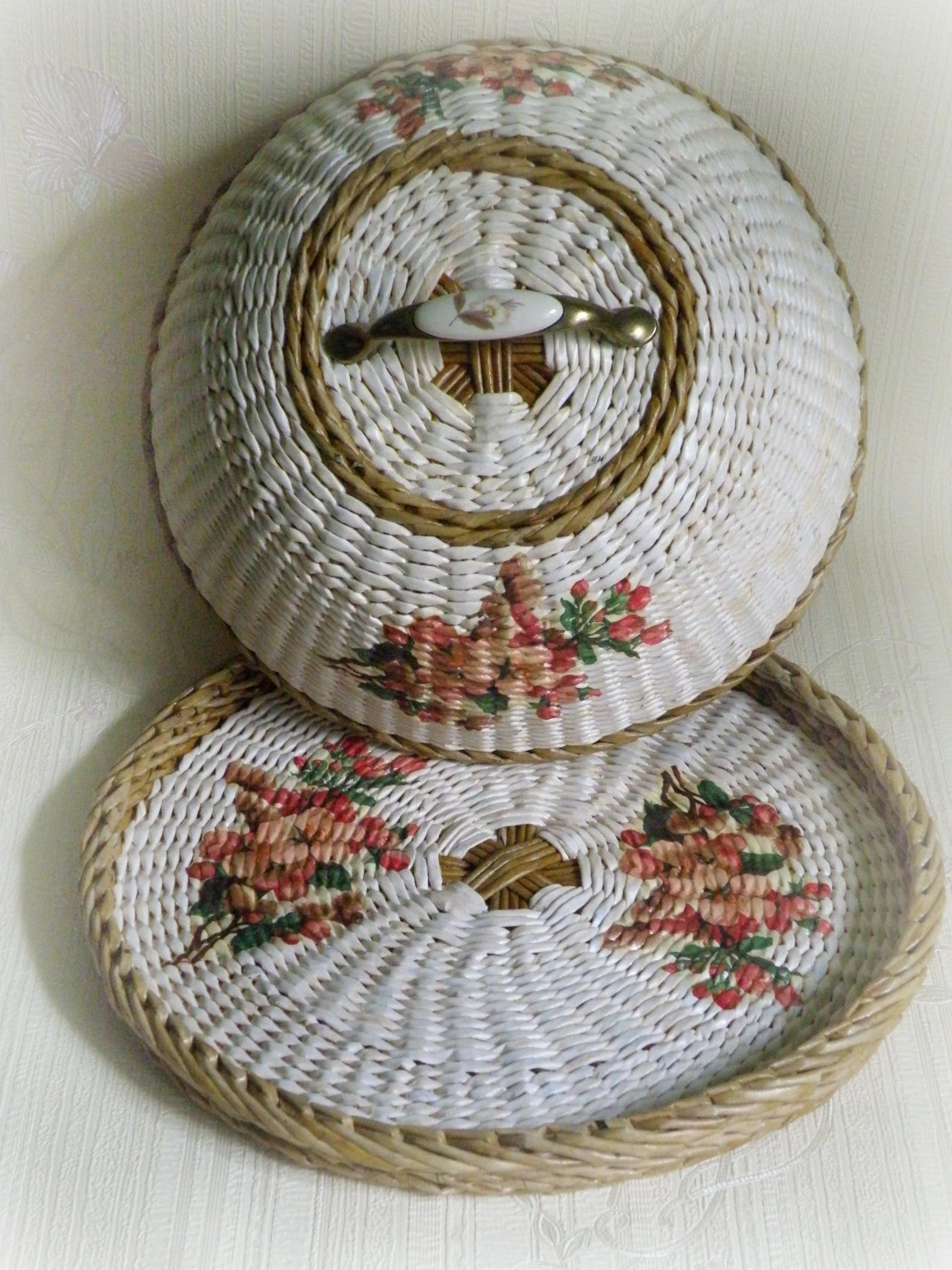 Wicker Storage Kitchen Basket Large Wicker Tray With Lid Round - Etsy
