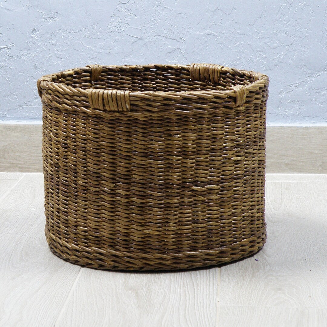 Brown Wicker Plant Pot Basket Round Storage Basket Wicker Basket ...