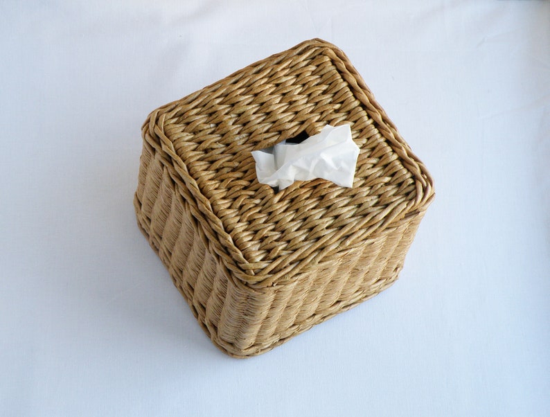 Square Tissue Box Cover Tissue Basket Tissue Box Primitive Style Basket ...
