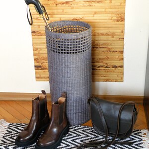 Mid Century Modern Umbrella Stand Wicker Umbrella Holder Cane Stand ...