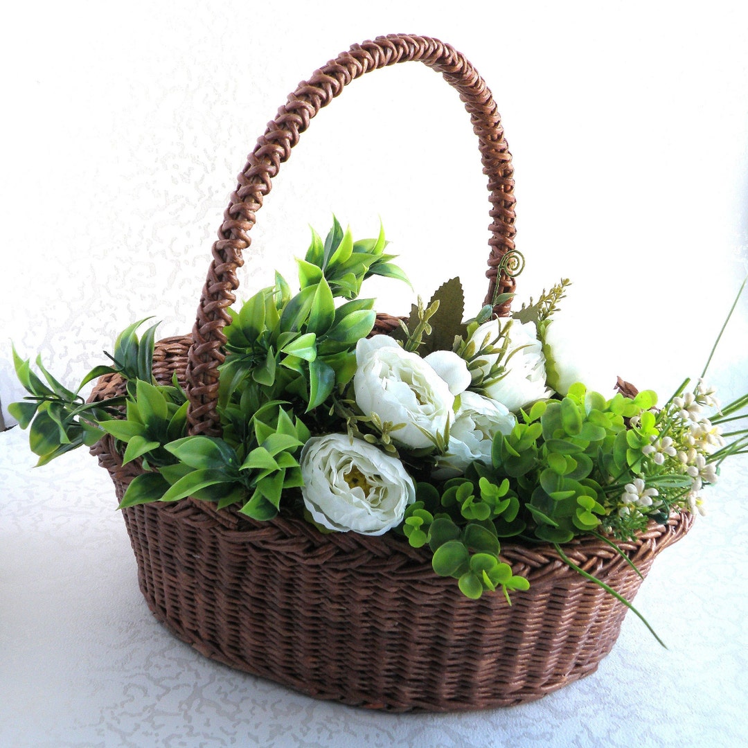 Handmade Wicker Basket.large Oval Basket With Handle.easter Eggs Hunter ...