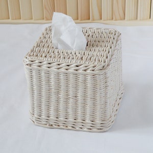 Square Tissue Box Cover Tissue Basket Tissue Box Primitive Style Basket ...