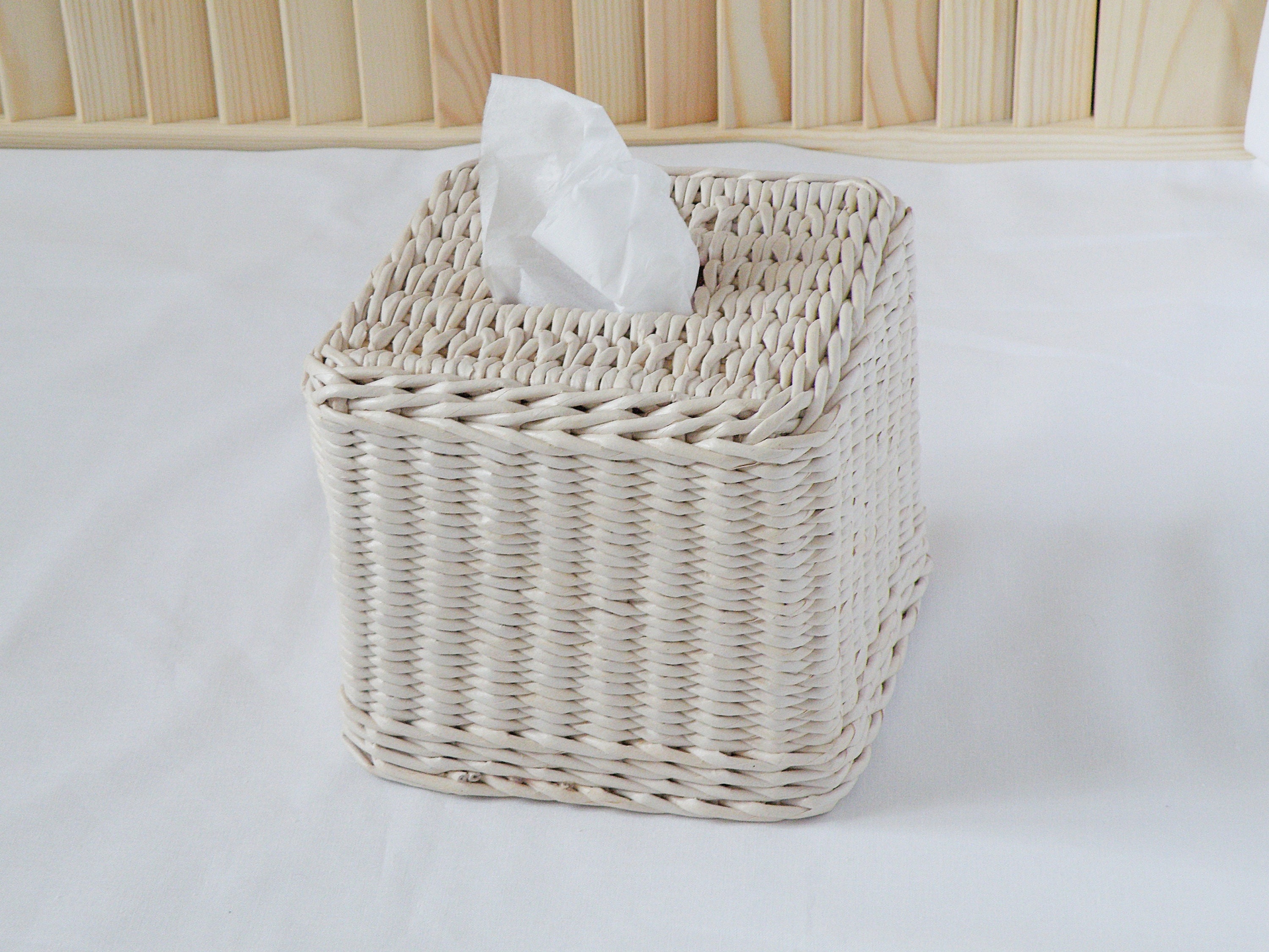 Square Tissue Box Cover Tissue Basket Tissue Box Primitive Style Basket ...