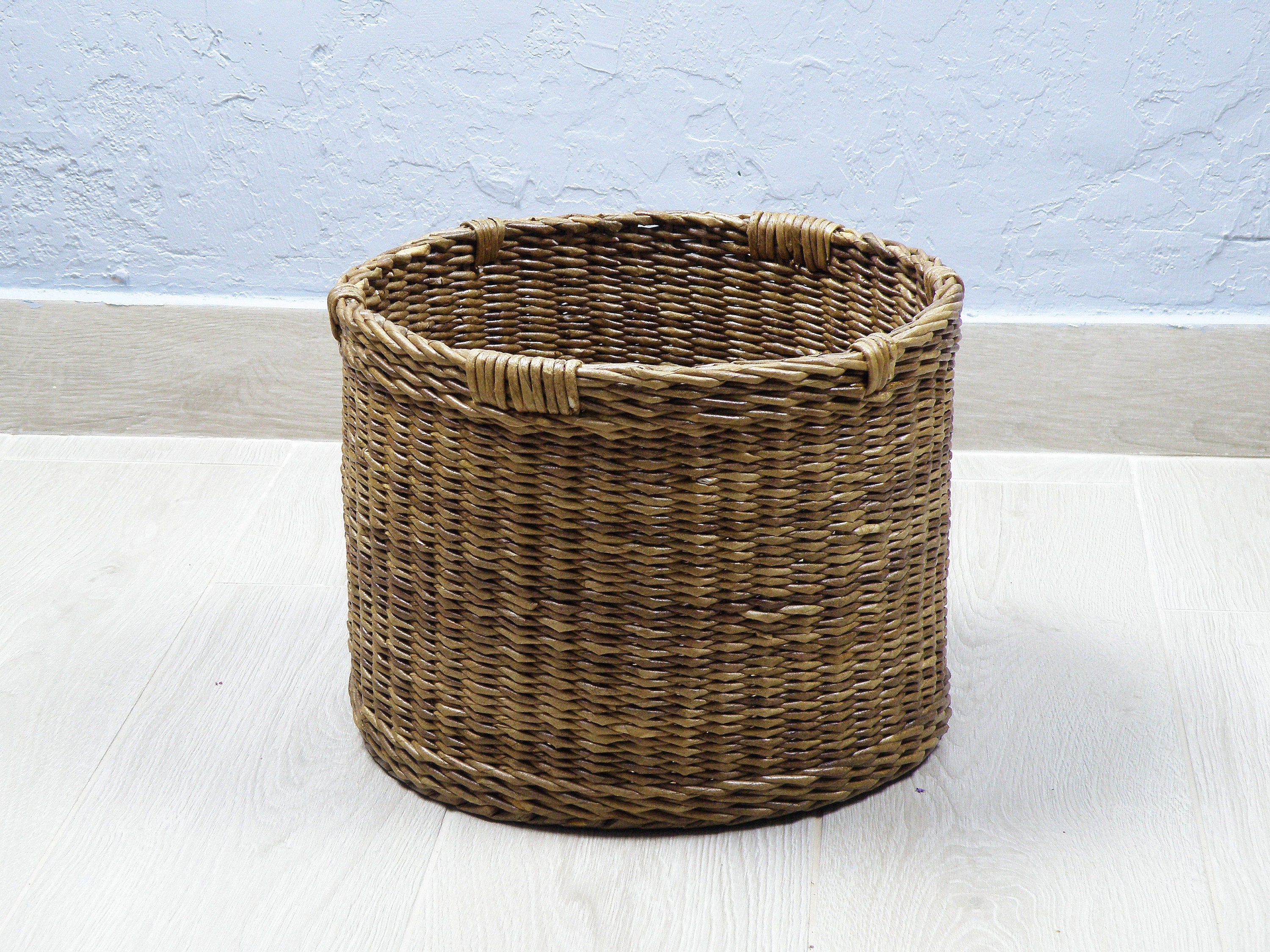 Brown Wicker Plant Pot Basket Round Storage Basket Wicker - Etsy