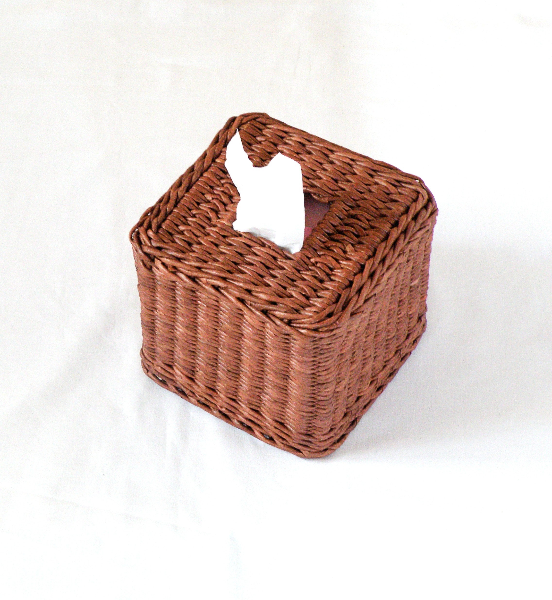 Square Tissue Box Cover Tissue Basket Tissue Box Primitive Style Basket ...