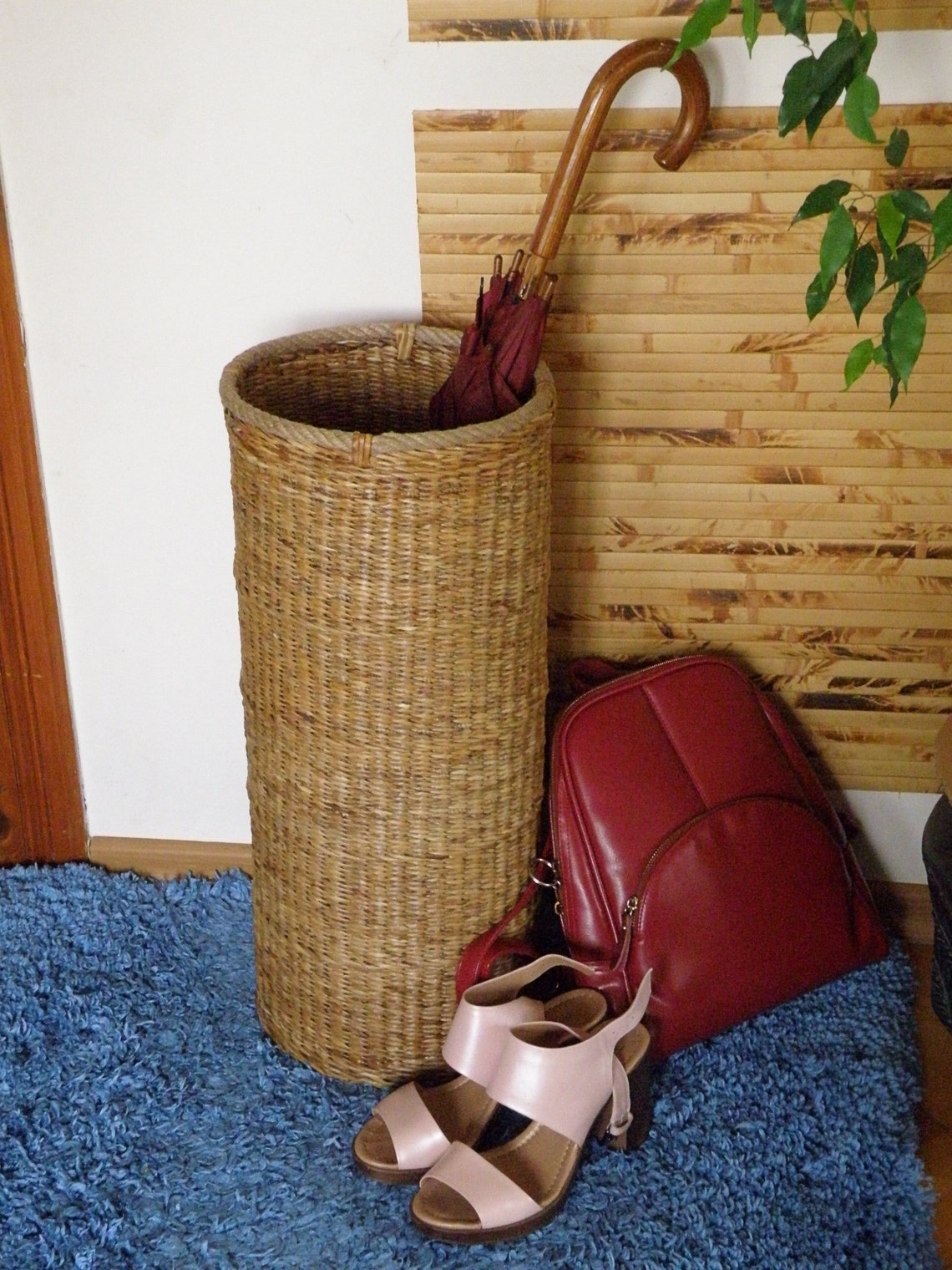 Tall Wicker Basket Umbrella Holder Without Handles Umbrella - Etsy