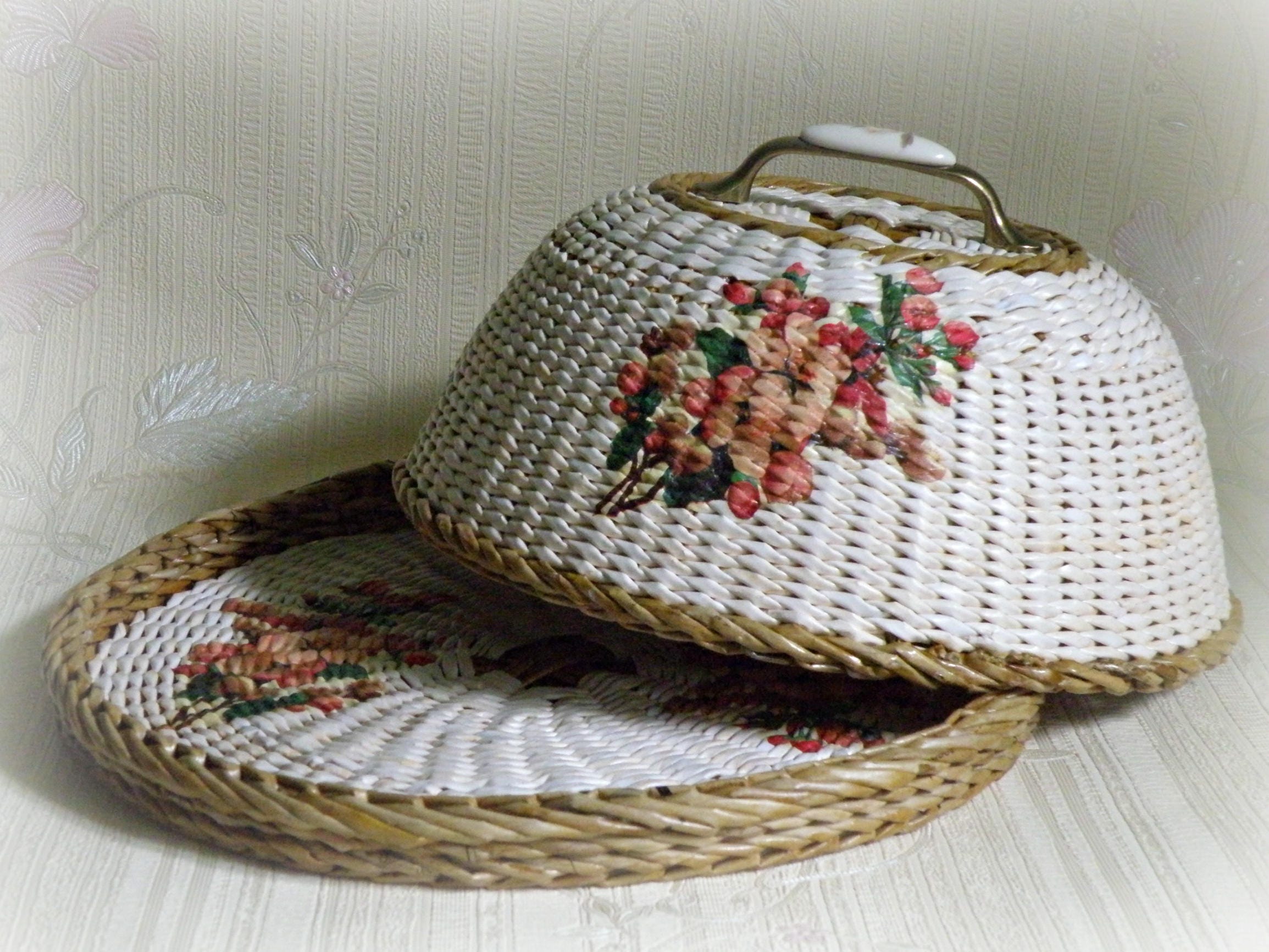 Wicker Storage Kitchen Basket Large Wicker Tray With Lid Round - Etsy
