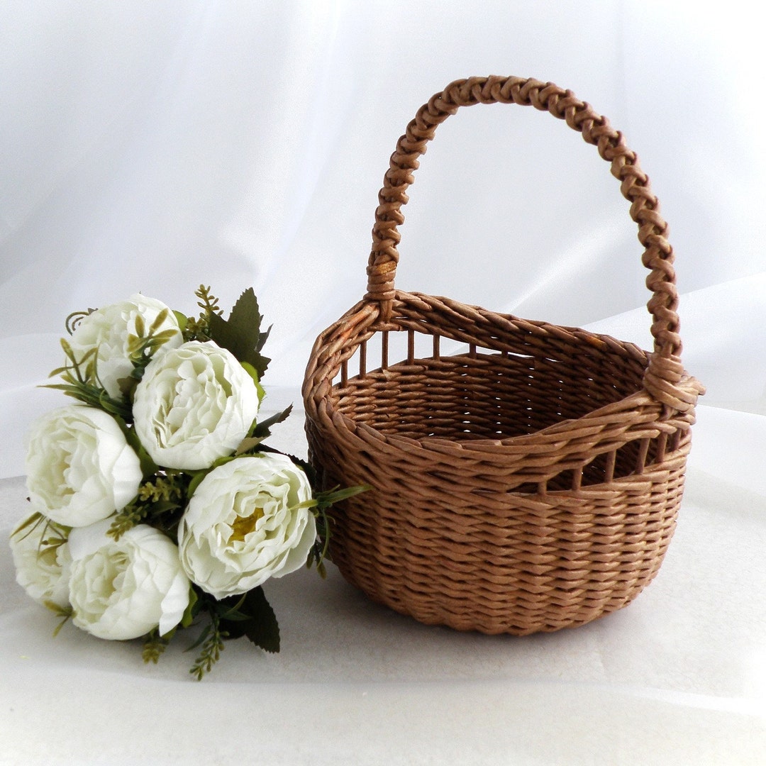 Flower Rustic Wedding Basket Romantic Flower Girl Basket Garden Wedding ...