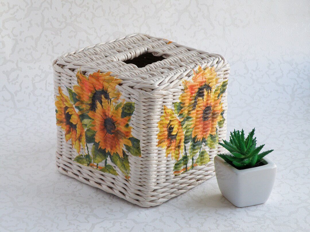 Sunflower Tissue Box Cover Farmhouse Barn Kitchen Decor Square - Etsy