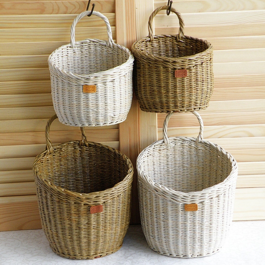 Hanging Wicker Wall Baskets Vegetable Baskets Wicker Fruit Basket ...