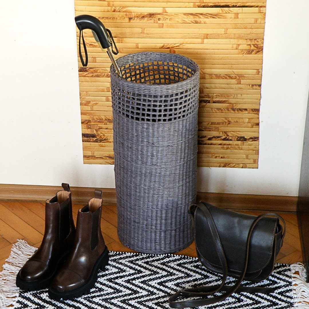 Mid Century Modern Umbrella Stand Wicker Umbrella Holder Cane Stand ...