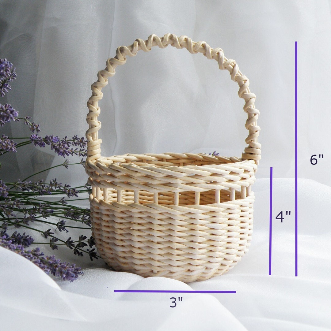 Beige Wedding Flower Girl Basket Barn Wedding Basket Small Flower Girl ...