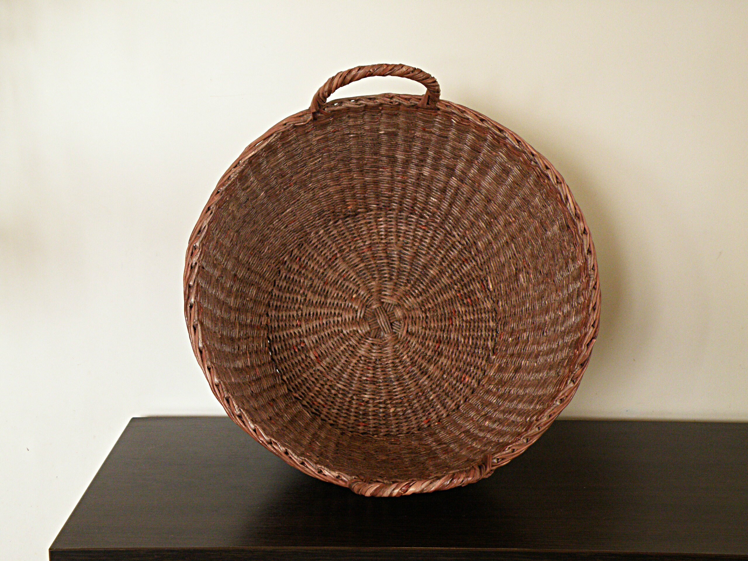 Farmhouse Woven Round Storage Basket Large Wicker Laundry Basket Closet ...