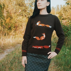 Knitted Sweater Women Handmade Fox Sweater Woodland Theme - Etsy