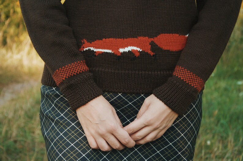Knitted Sweater Women Handmade Fox Sweater Woodland Theme - Etsy