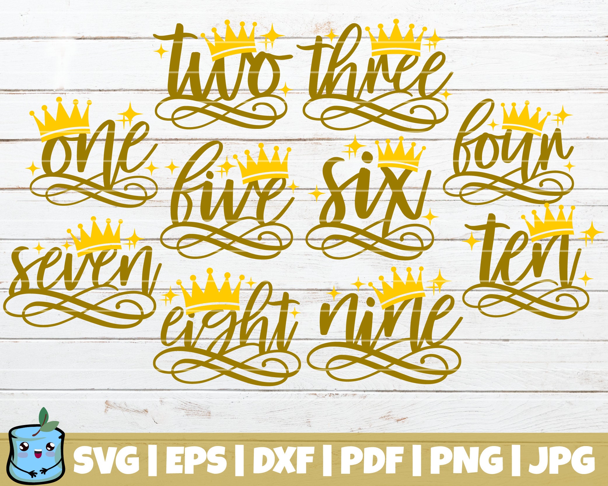 Princess Numbers SVG Bundle SVG Cut Files commercial use | Etsy