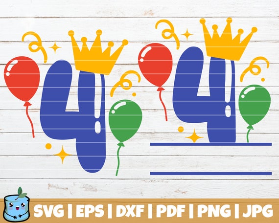 Balloons Birthday Number Four SVG Cut File Split Monogram - Etsy