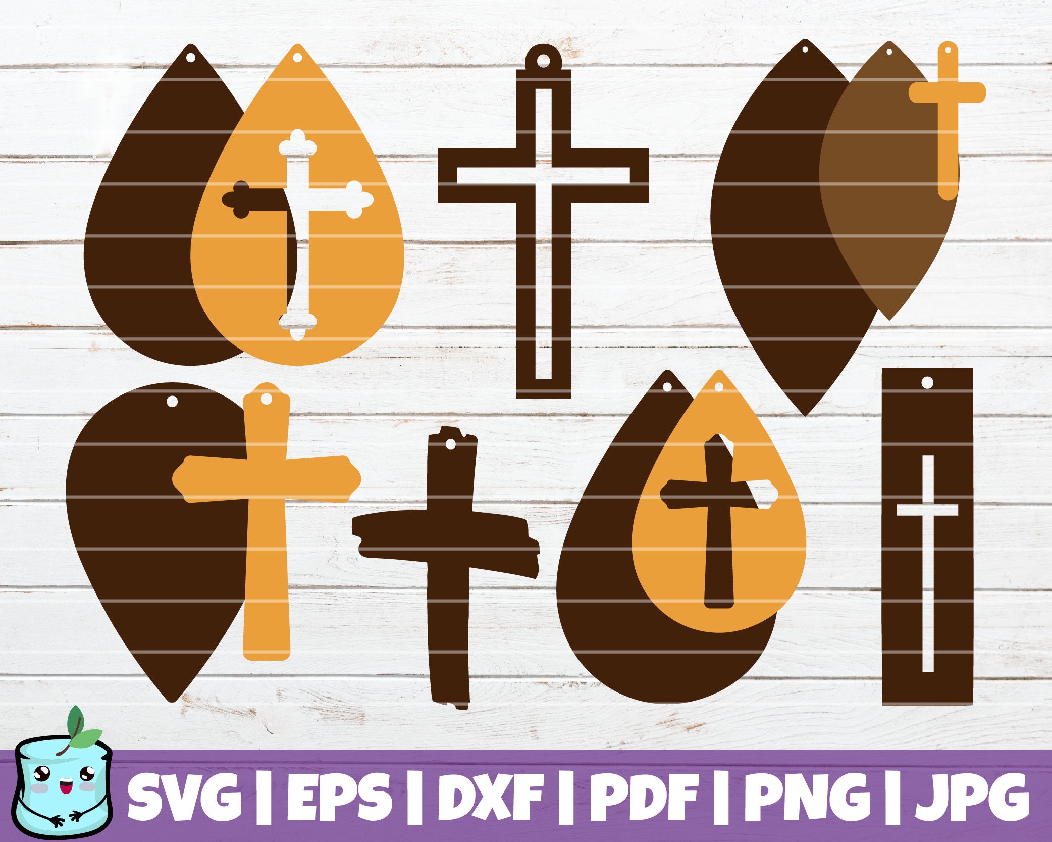 14 Cross Earrings SVG Cut Files Commercial Use Instant | Etsy