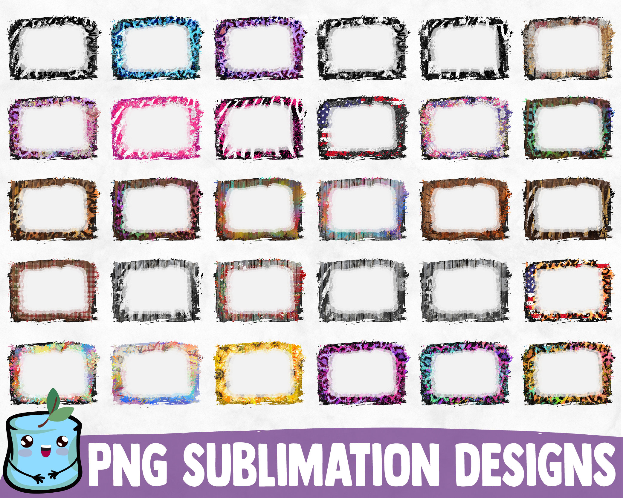 Bleached Sublimation Frames Bundle Distressed Frames PNG - Etsy